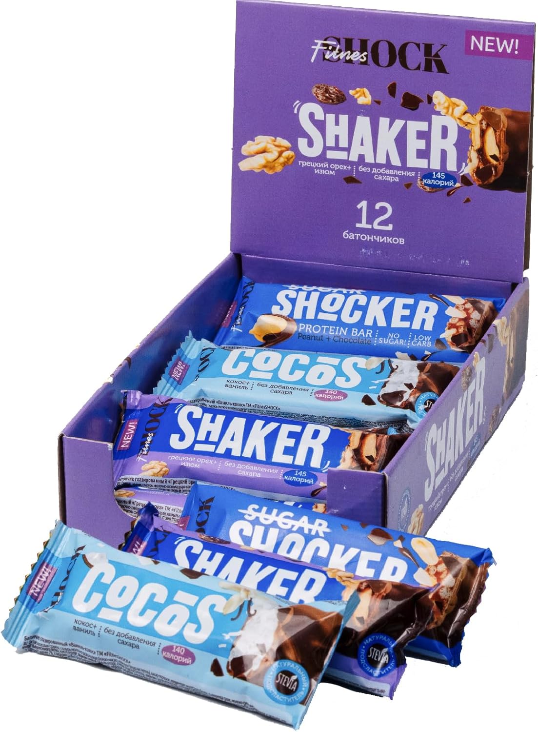 FitnesSHOCK Protein Bar Mix Box in Milk Chocolate Fitness Bars No Added ...