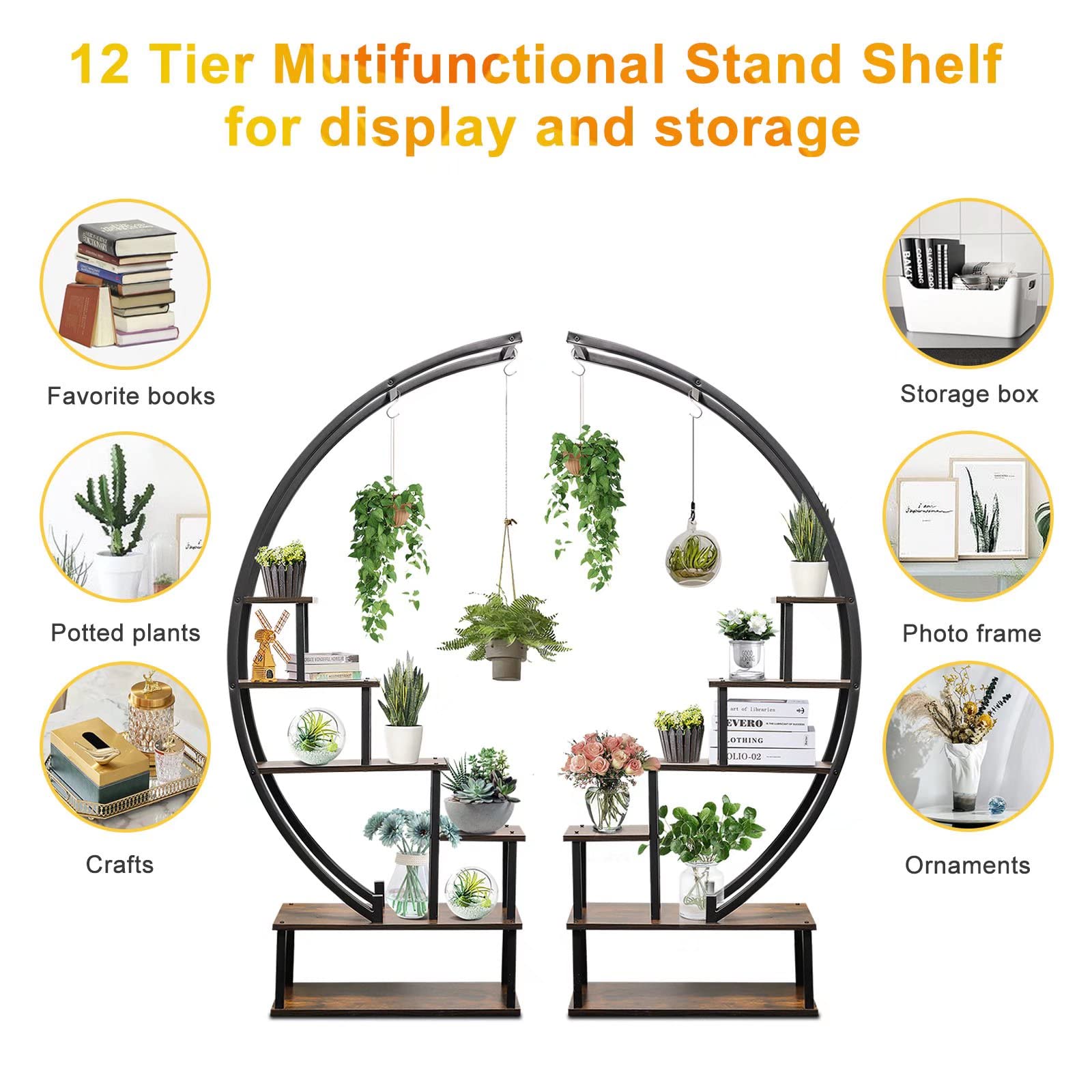 Snapklik.com : Elevens 6 Tier Metal Plant Stand,Muti-Purpose Plant Shelf