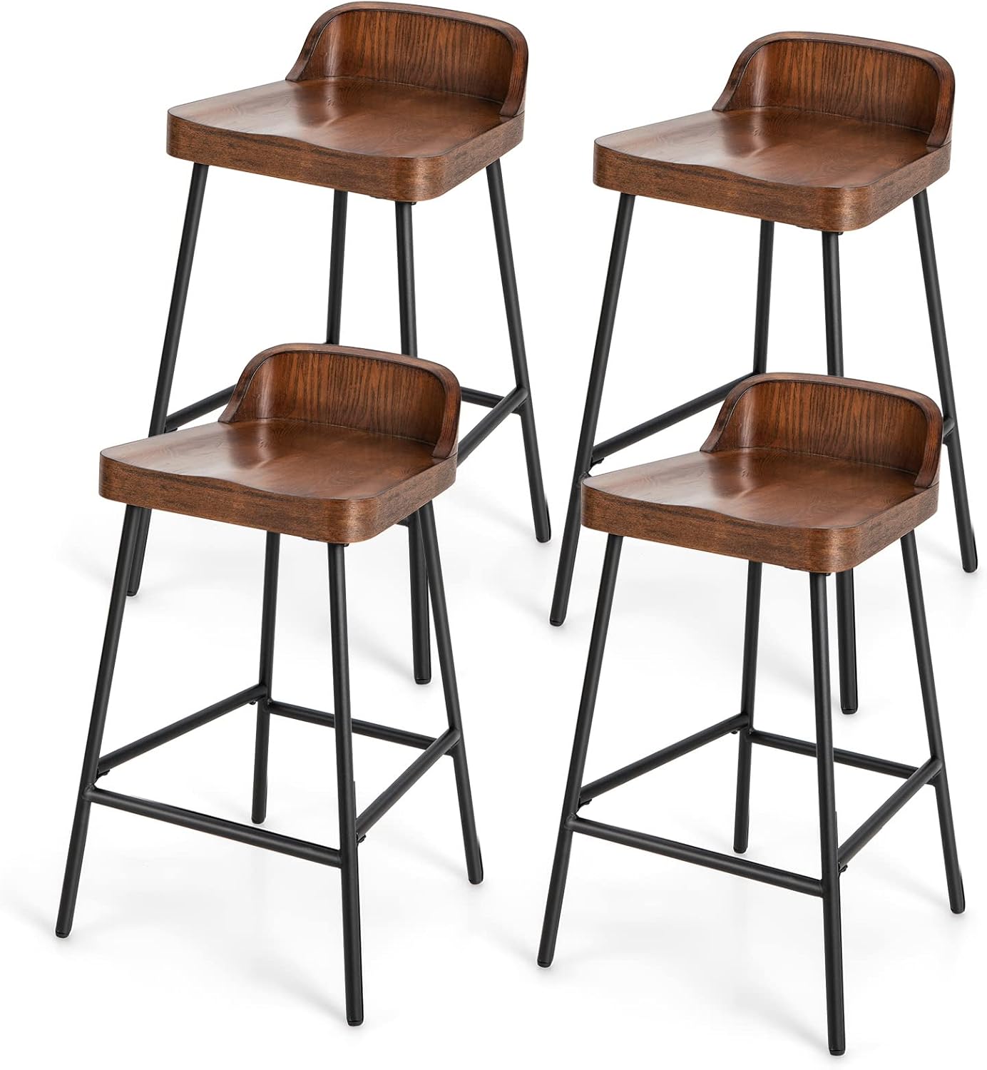 Amazon.com: GOFLAME 24.5" Low Back Bar Stool with Curved Seat ...