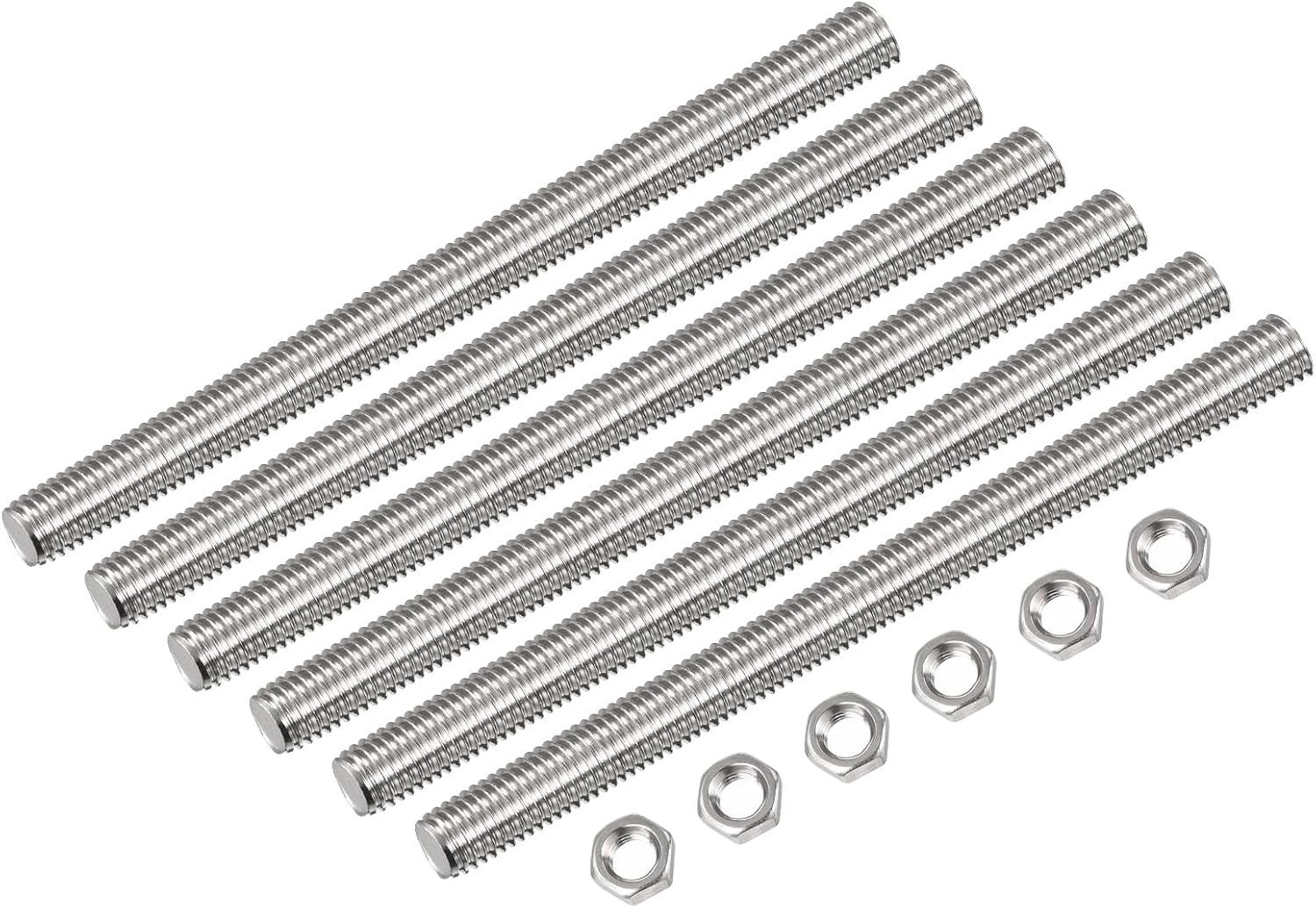 Amazon.co.jp: uxcell 全ネジロッド M12 x 200 mm 6個六角ナット付き 1.75 mmネジピッチ 304 ...