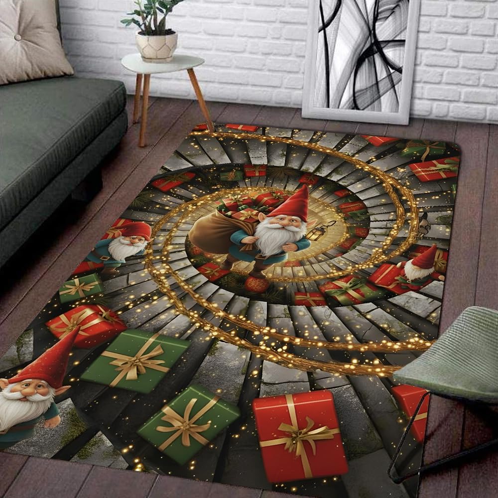 Amazon.com: Personalized Christmas 3D Area Rug – Santa Optical Illusion ...