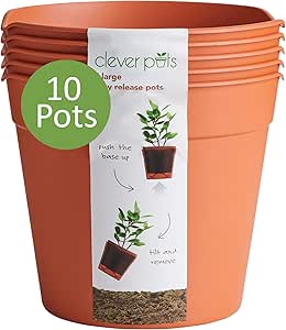Clever Pots Easy Release Plastic Plant Pots, 10 x Large Outdoor or ...