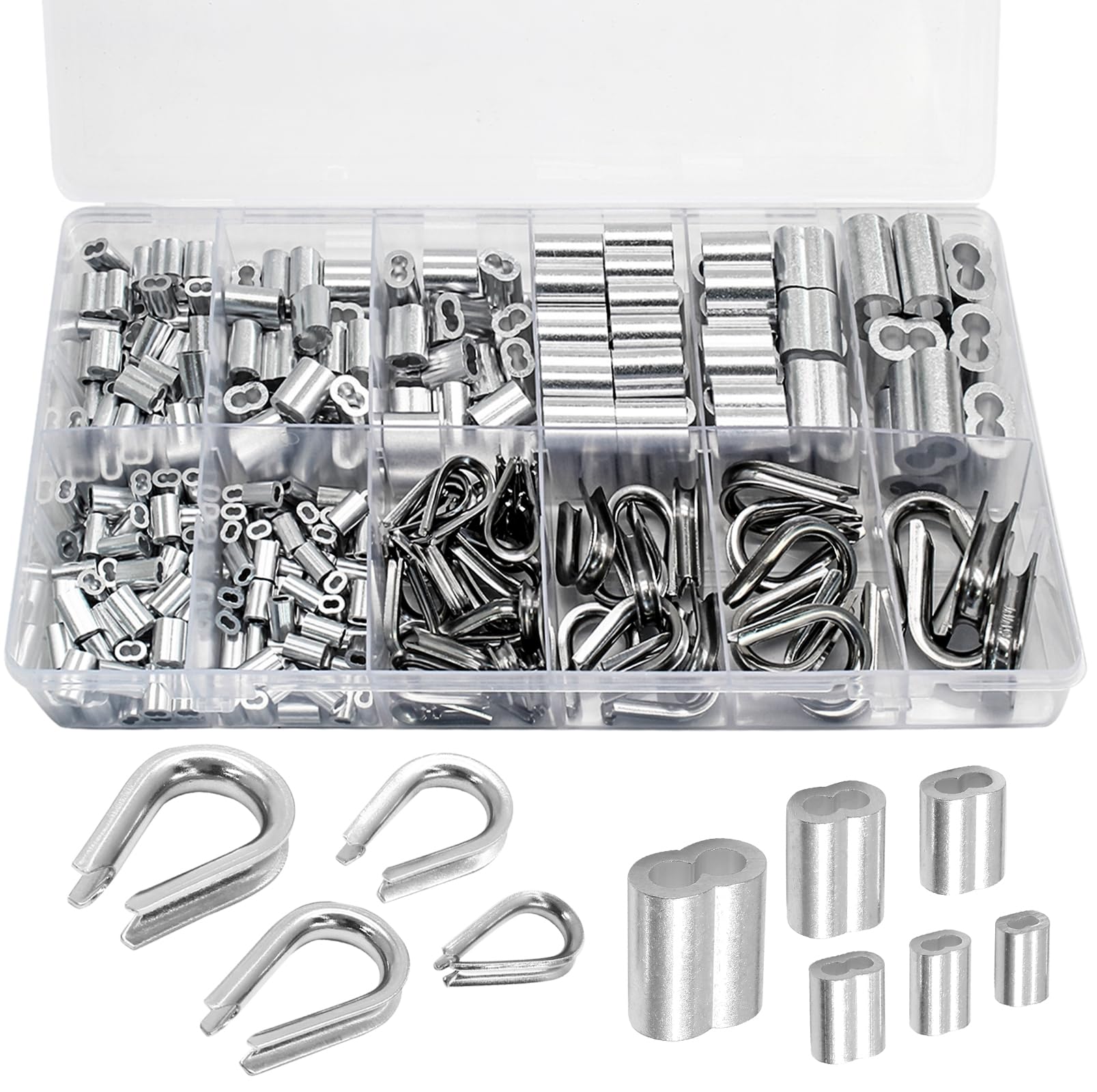 Snapklik.com : 340Pcs 304 Stainless Steel Wire Rope Cable Thimbles ...