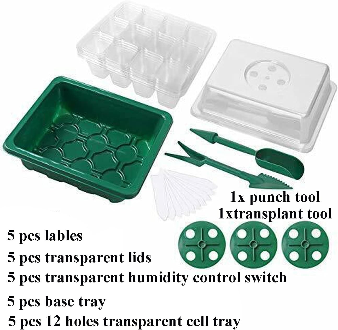 5 Pack Seed Propagator Trays Seedling Starter with Adjustable Humidity ...