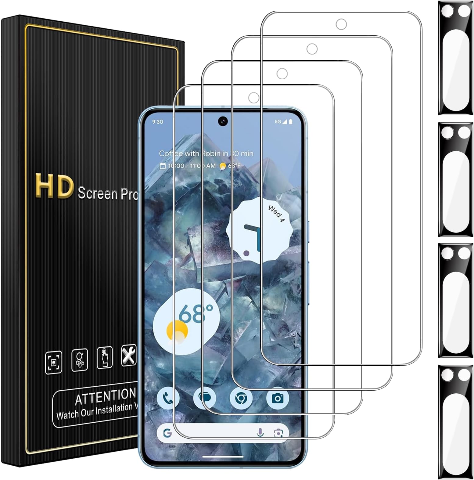 Amazon.com: NBiefuny 4 Pack for Google Pixel 8 Pro Screen Protector with 4 Pack Camera Lens ...