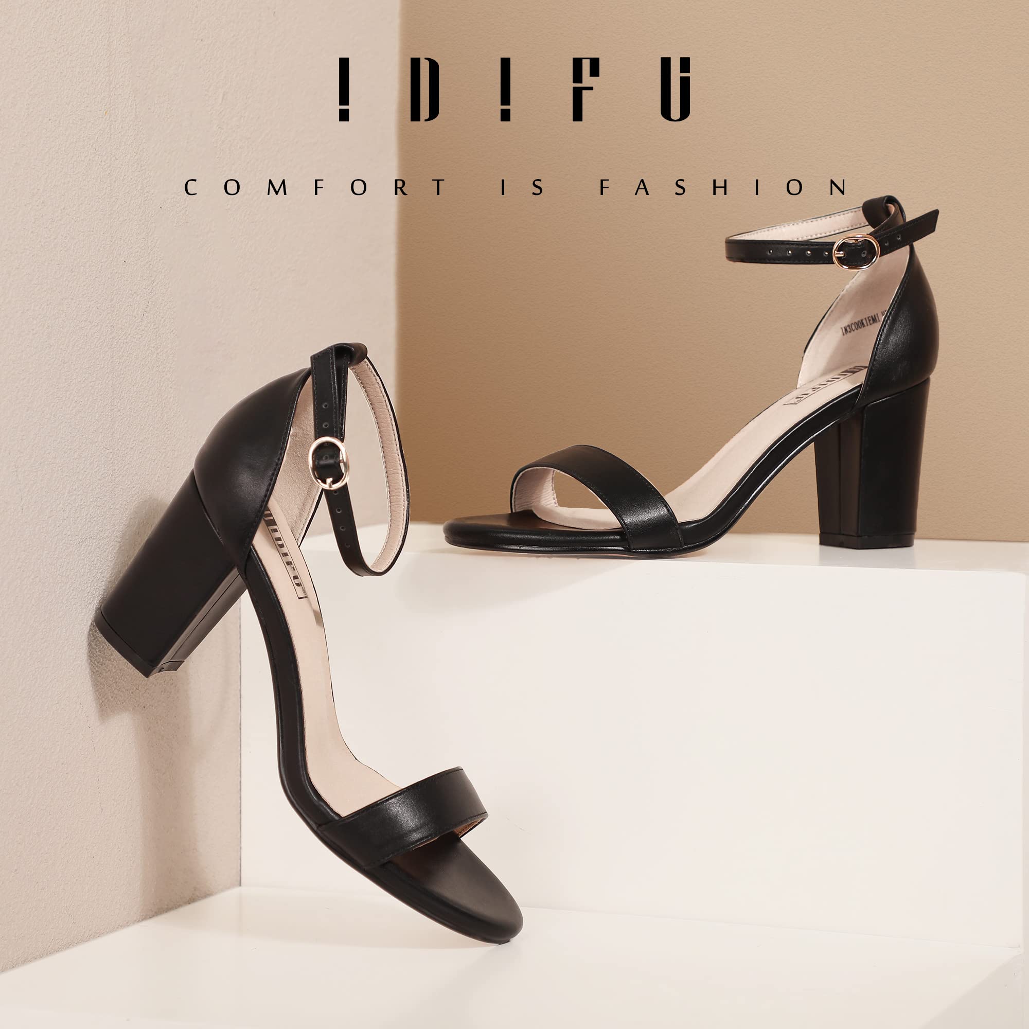 Snapklik.com : IDIFU Cookie-MI Block Heels 3 Inch Sandals Chunky Open ...