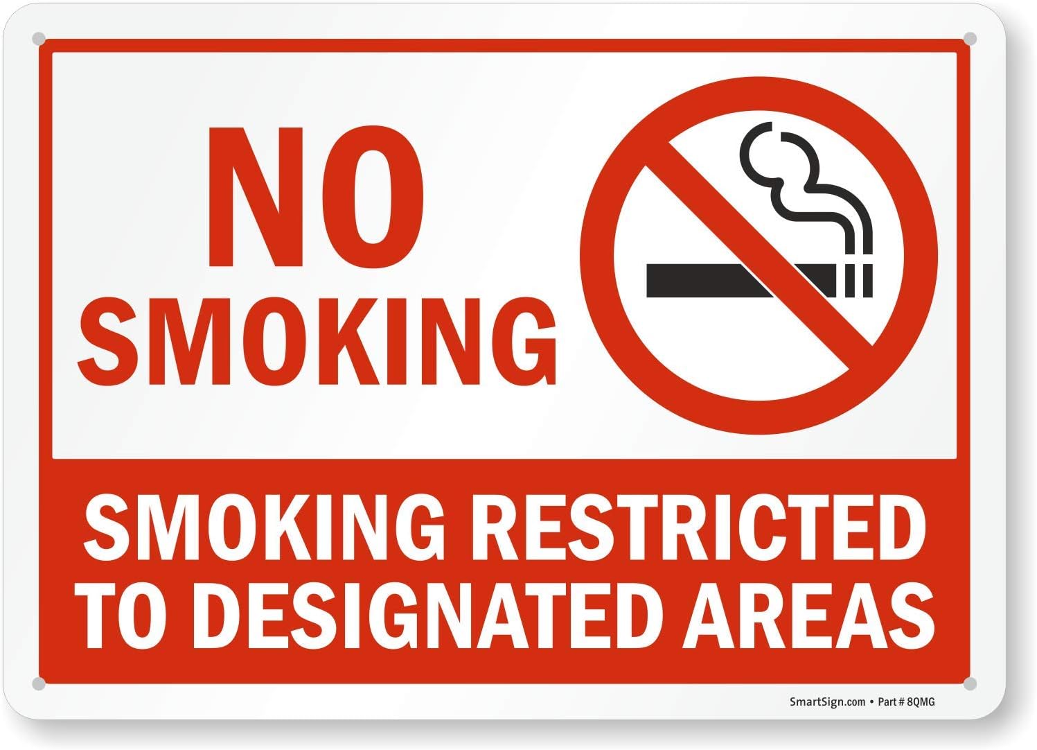 SmartSign “No Smoking - Restricted To Designated Areas” Bilingual Sign ...