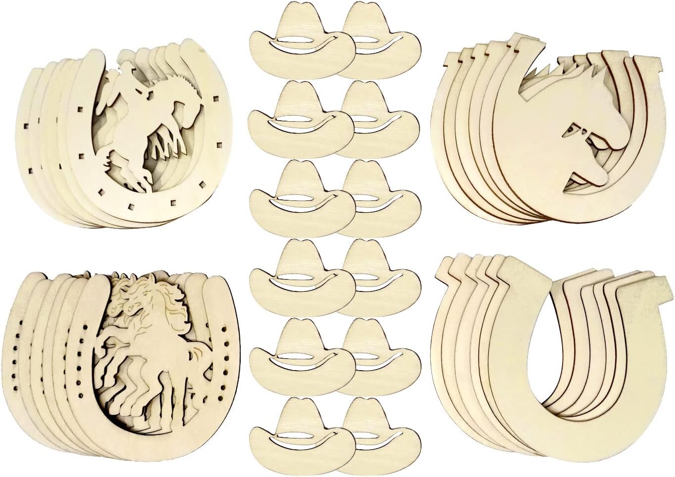 Amazon.com: 30 pcs 4 Inch Unfinished Cowboy Hat Wood Cut Out Cowboy Hat ...
