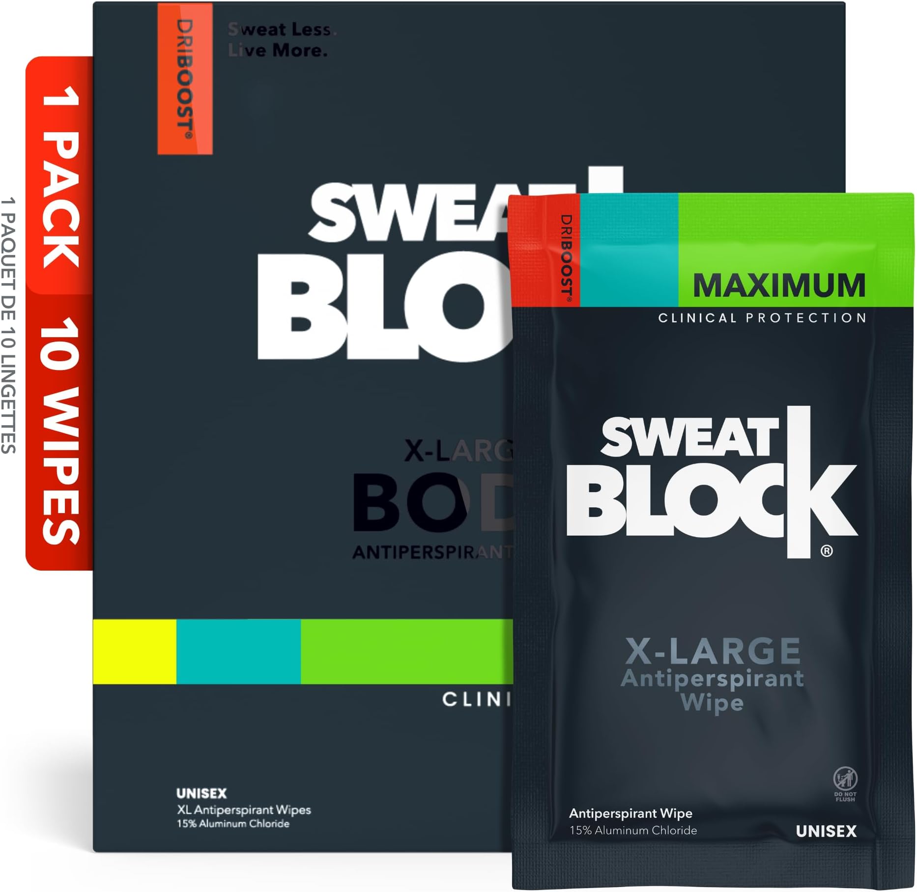 Amazon.com : SweatBlock Clinical Strength XL Antiperspirant Body Wipes ...