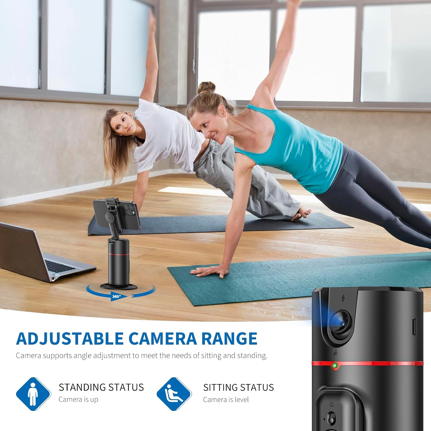 CAMOLO Trípode de seguimiento facial automático con rotación de 360 ...