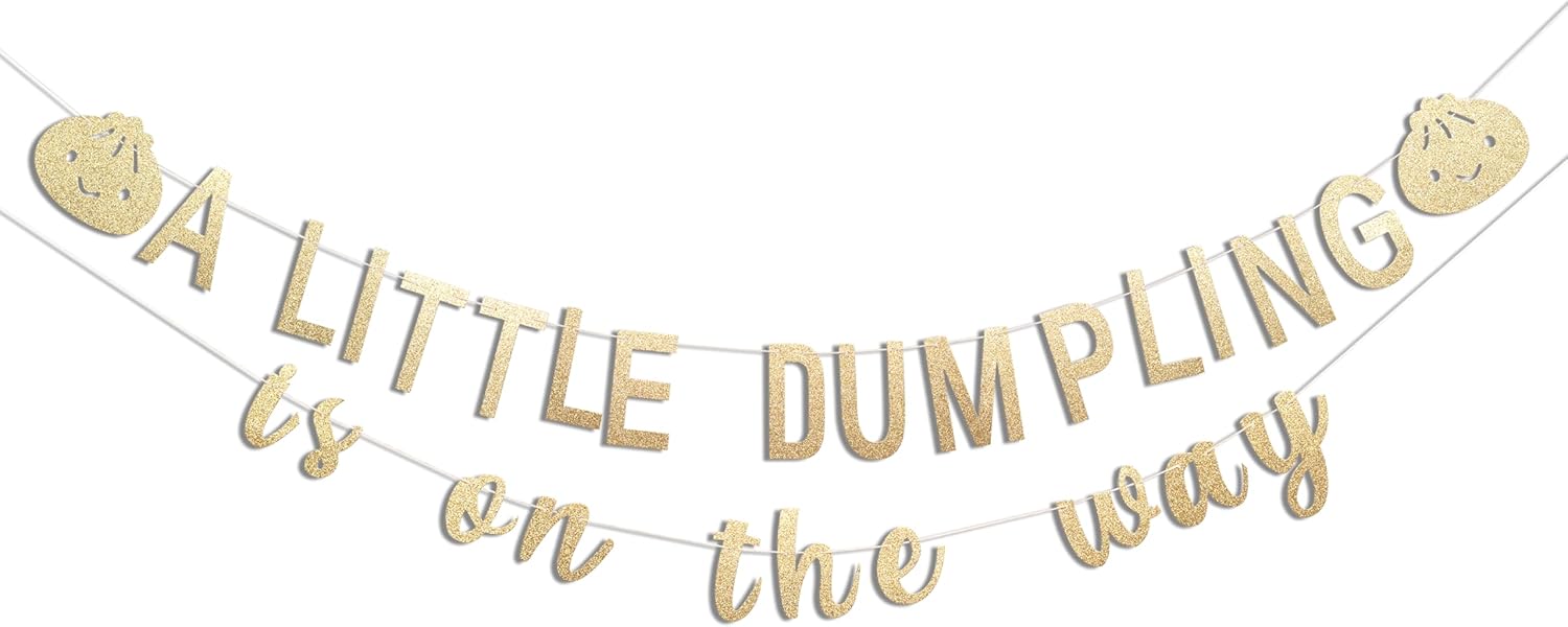 Amazon.com: CIEQR A Little Dumpling is On The Way Baby Shower Banner ...