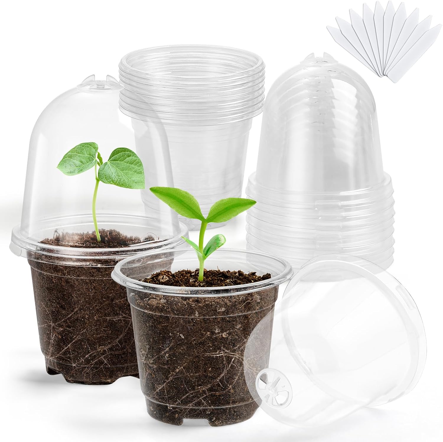 Amazon.com: HOMENOTE Clear Nursery Pots for Plants with Humidity Dome,3 ...