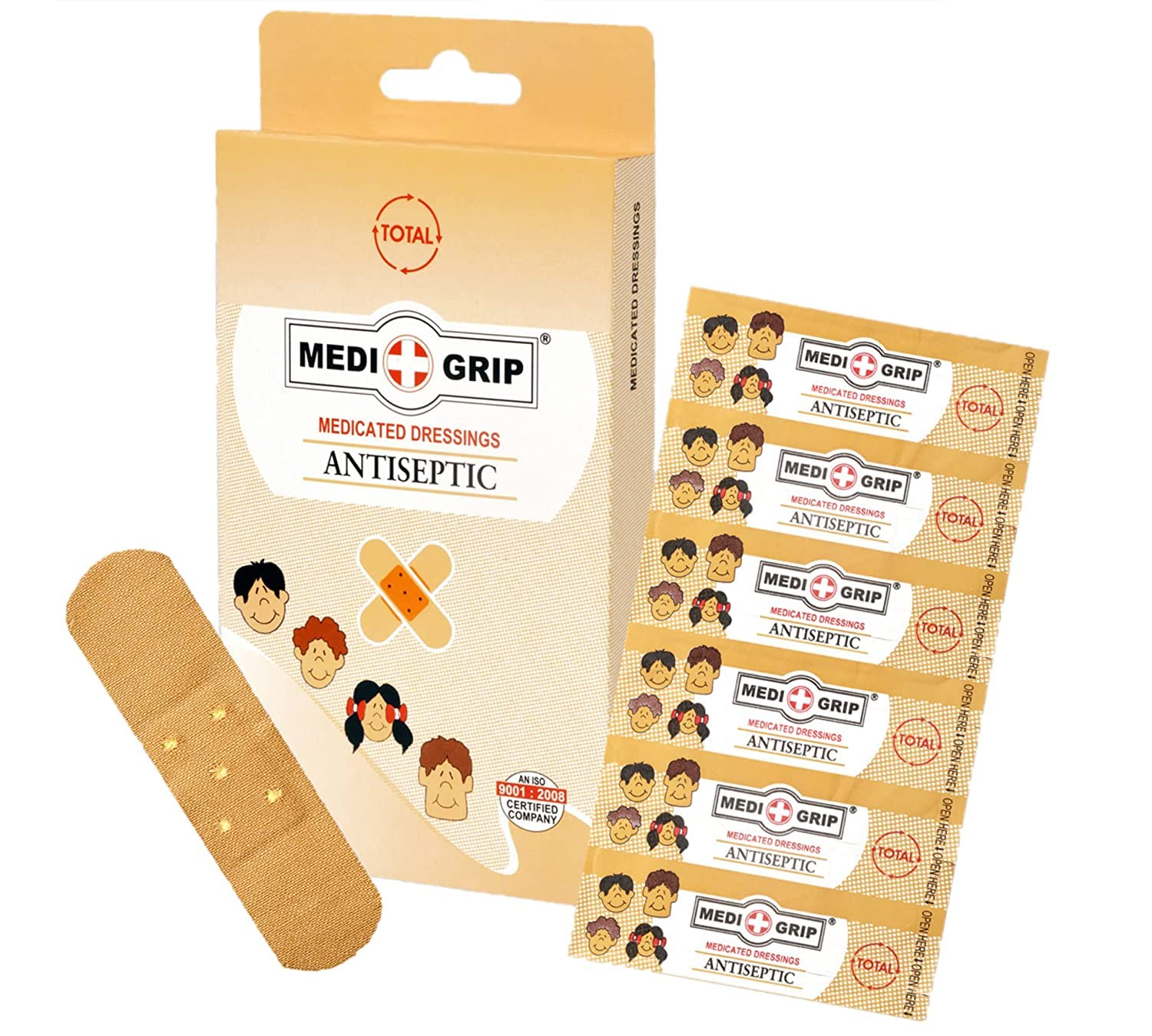 Medigrip Total Medicated Band Aid Fabric (100 Plasters) Brown (Pack of ...