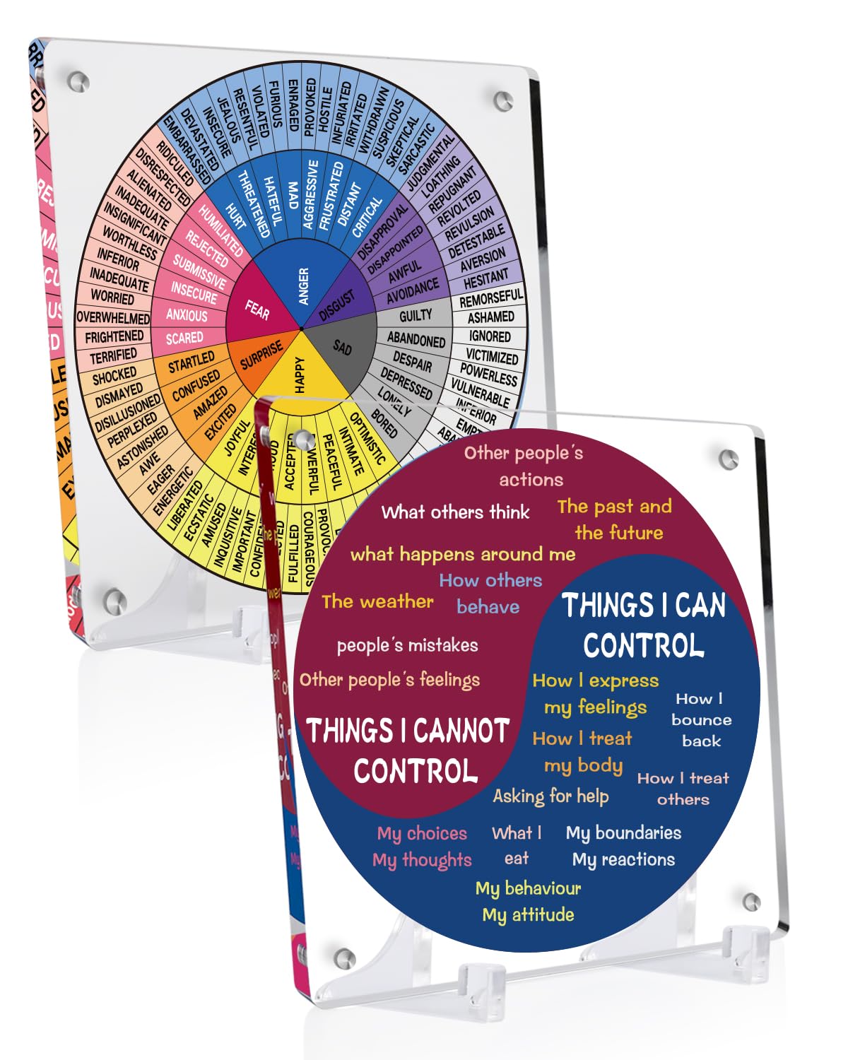 Amazon.com : 2 Pieces Acrylic Feelings Wheel & Needs Wheels Emotions ...