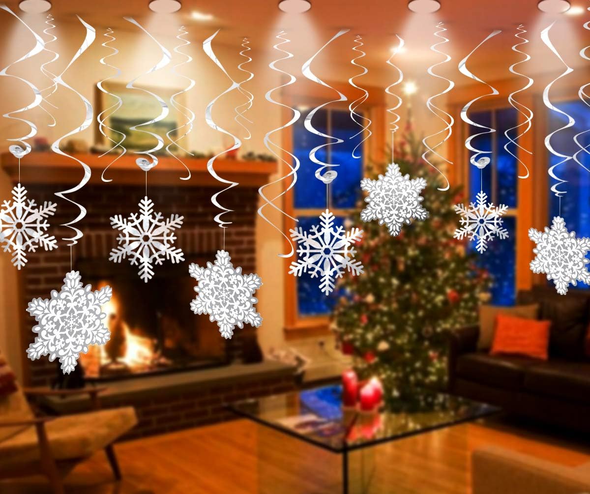 Amazon.com: WallDecalsAndArt Winter Snowflake Decorations (30PCS) for ...