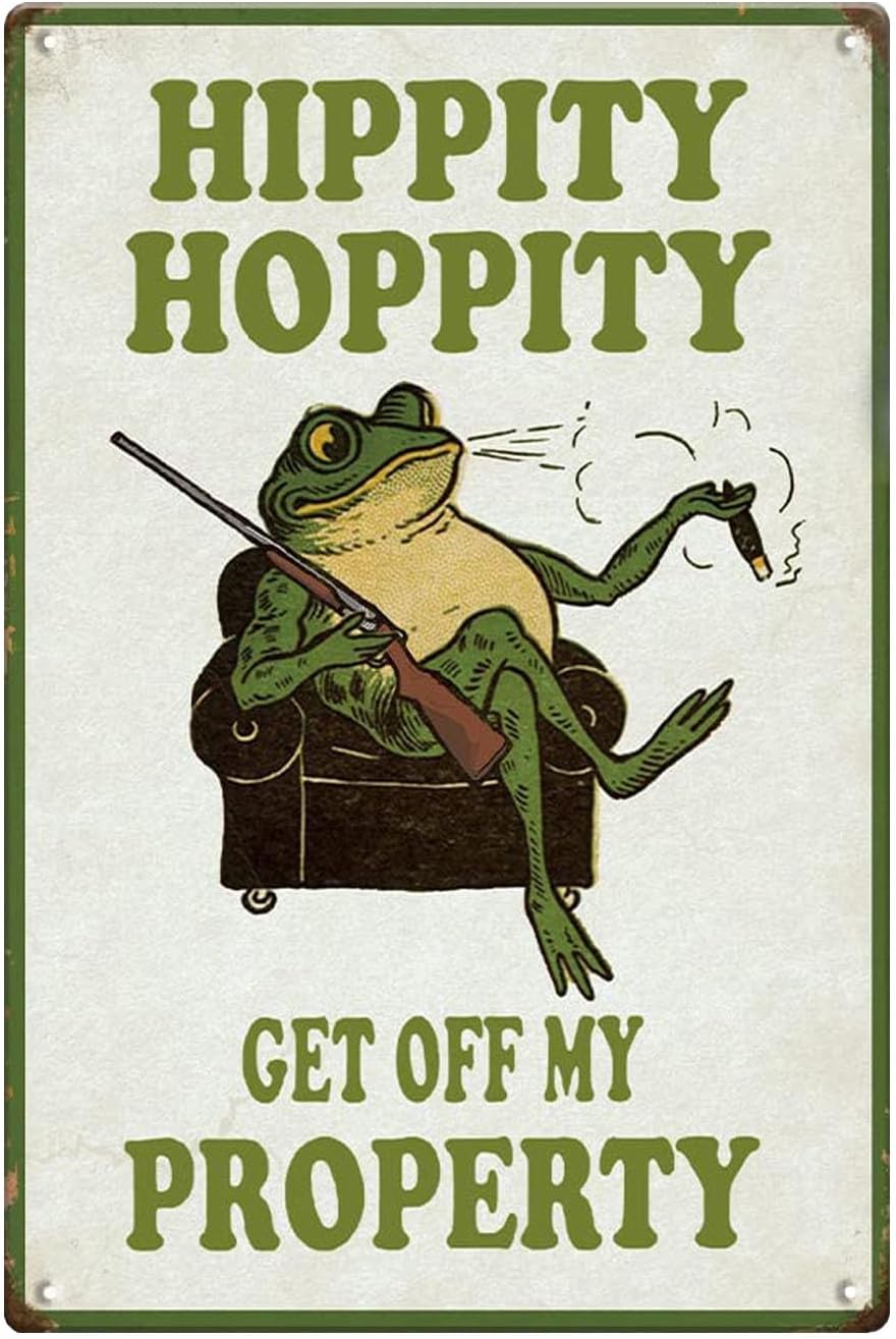 Amazon.com : HEIOKEY Hippity Hoppity Get Off My Property Frog Sign 8" x ...