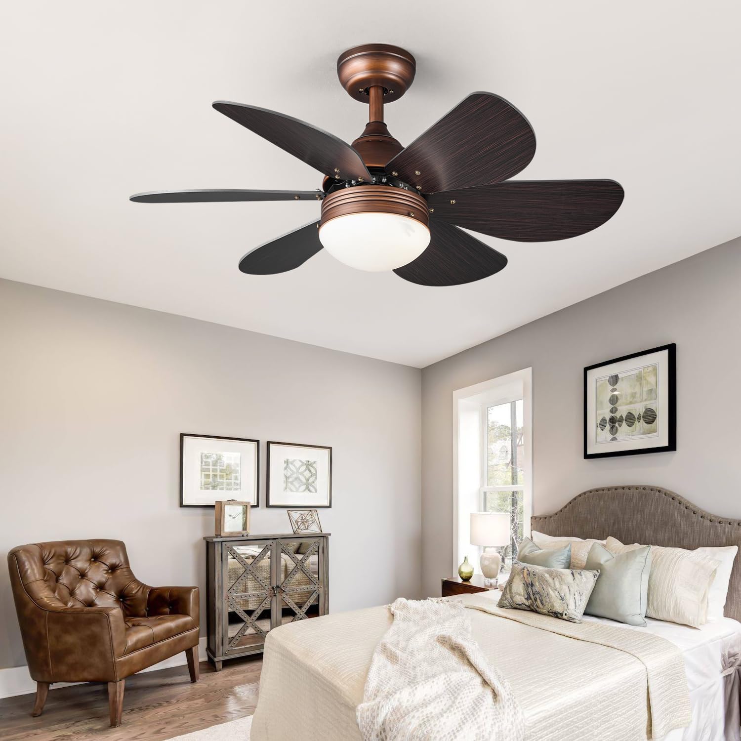 Amazon.com: fansimone Coffee 36 Inch Low Profile Ceiling Fans with ...