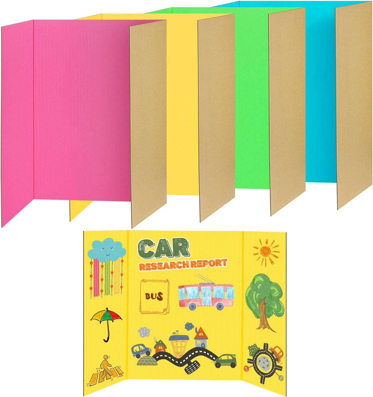 Amazon.com : Cosweet Neon Trifold Poster Board - Large 28 x 40in Tri ...