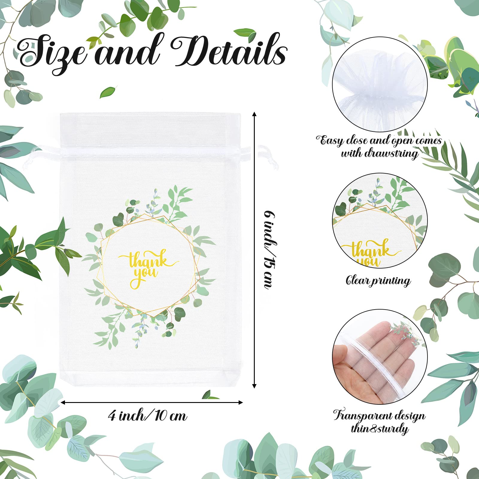 Snapklik.com : Hoolerry 200 Pcs Thank You Gift Bags Wedding Sheer ...
