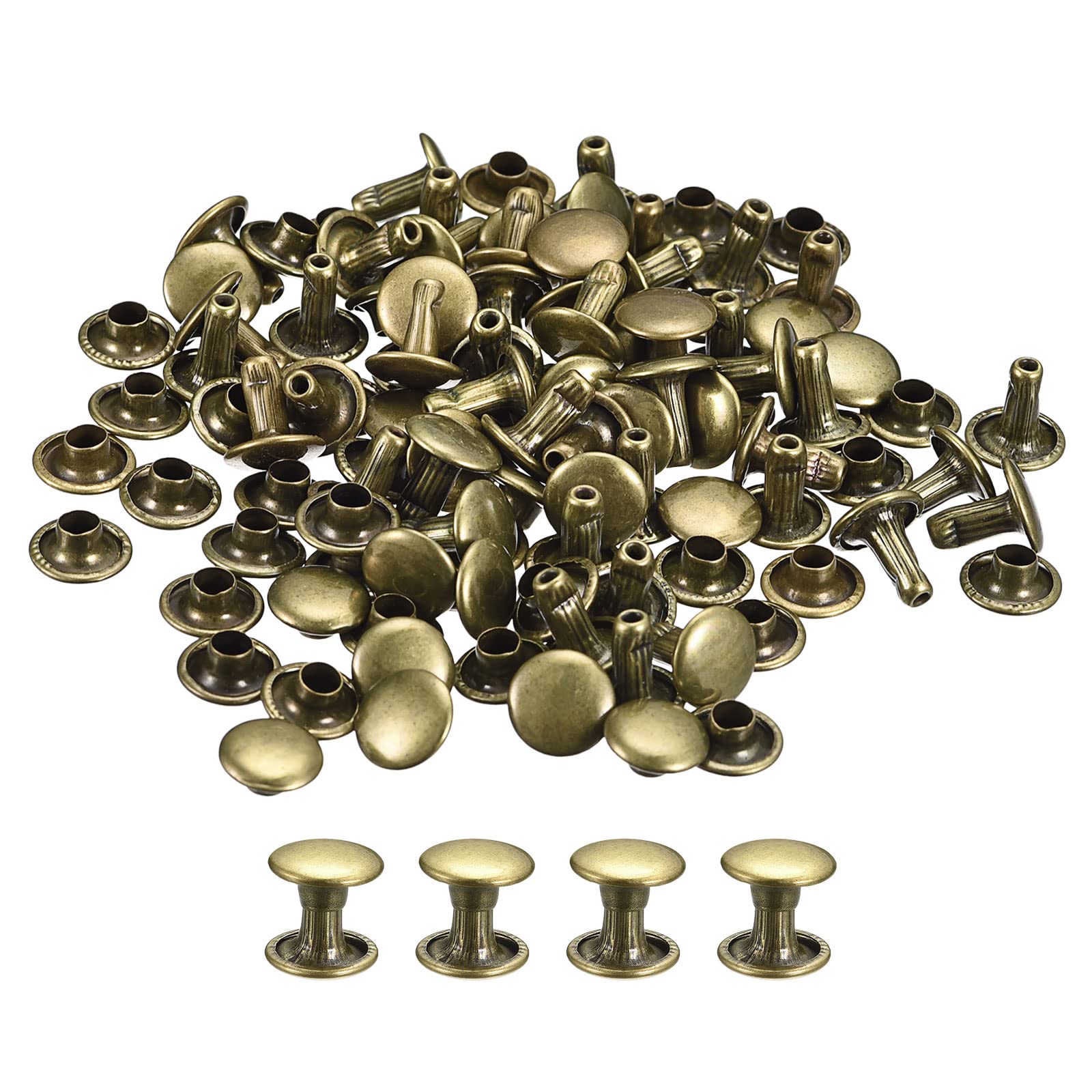 Amazon.com: uxcell 50 Sets Leather Rivets, 8mm Double Cap Rivets 8mm ...