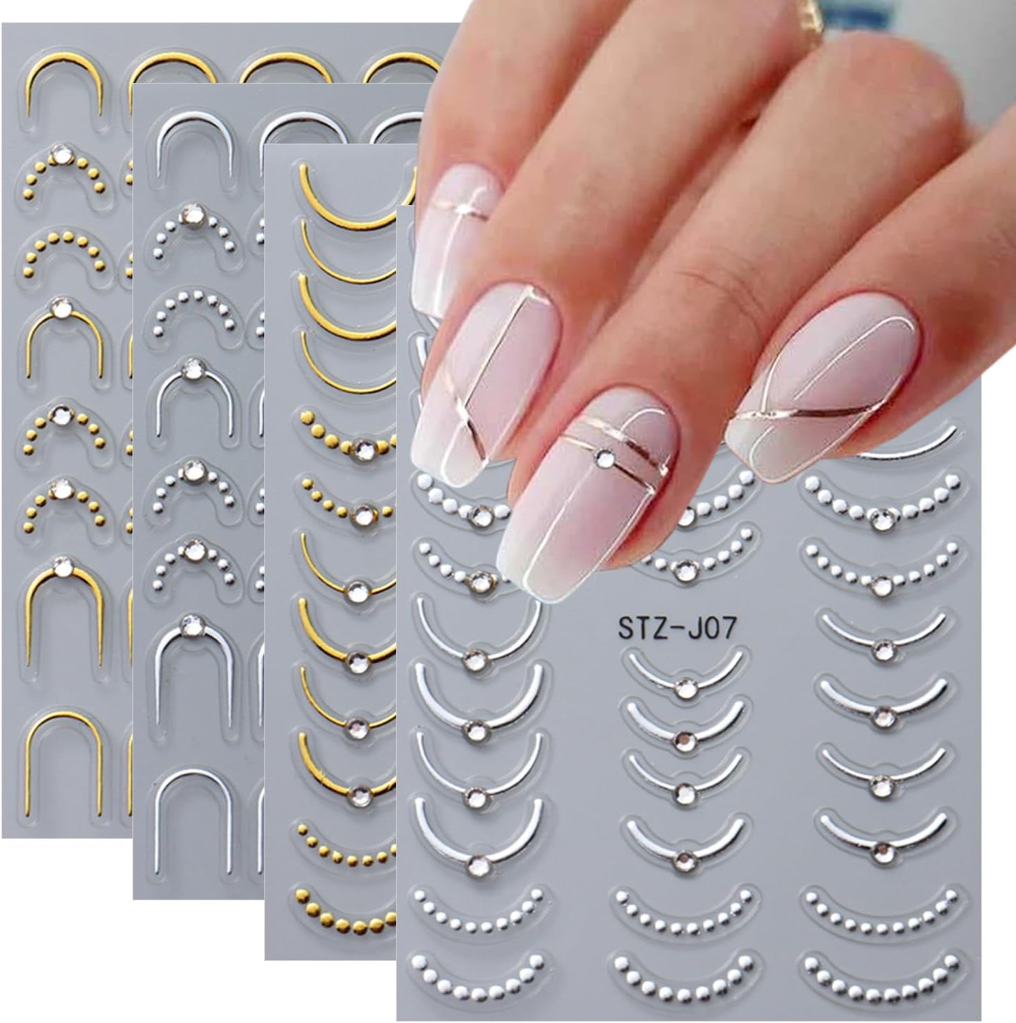 Amazon.com: PrettyDiva Pearl Nail Art 5D Embossed Stickers - Self ...