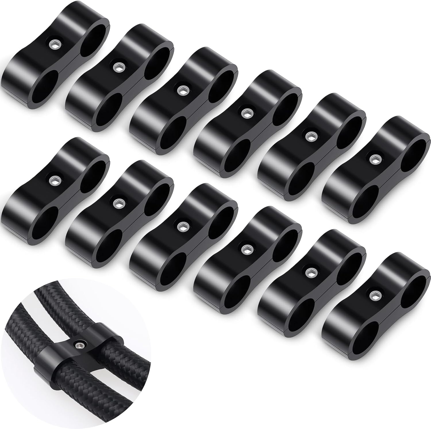 Amazon.com: DaisyInner 12 Pcs 6AN Hose Separator Clamp AN6 Fuel Line ...