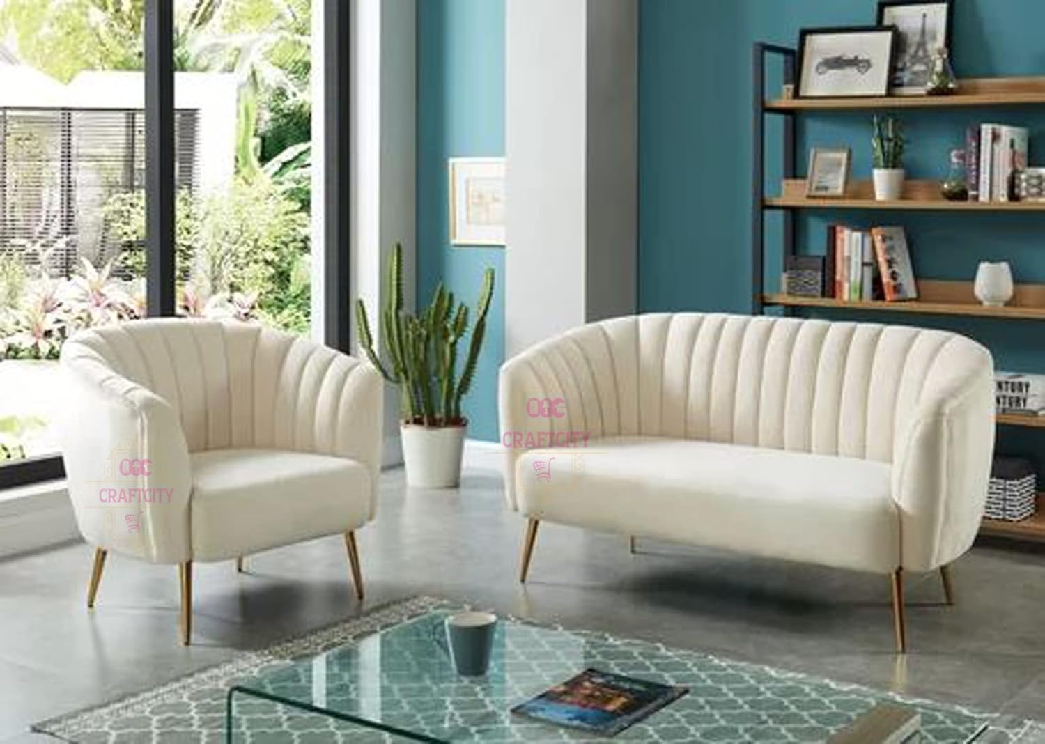 CRAFTCITY | Sofa Set for Living Room |Upholstered Vertical Channel ...