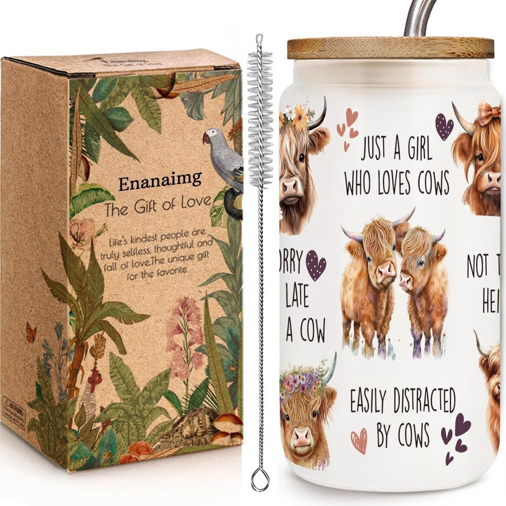 Amazon.com: Cute Highland Cow Print 16oz Coffee Cup Christmas Gift for ...