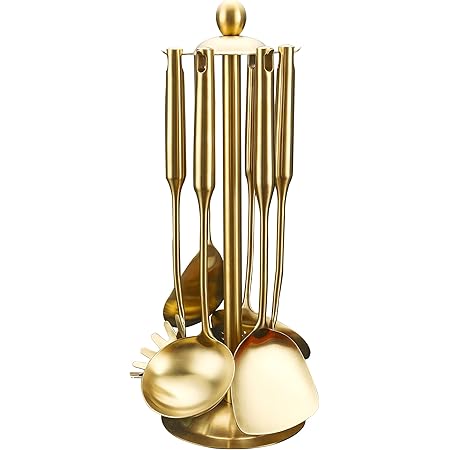 Amazon.com: Gold Kitchen Utensils Set, Standcn 9 PCS 304 Stainless ...
