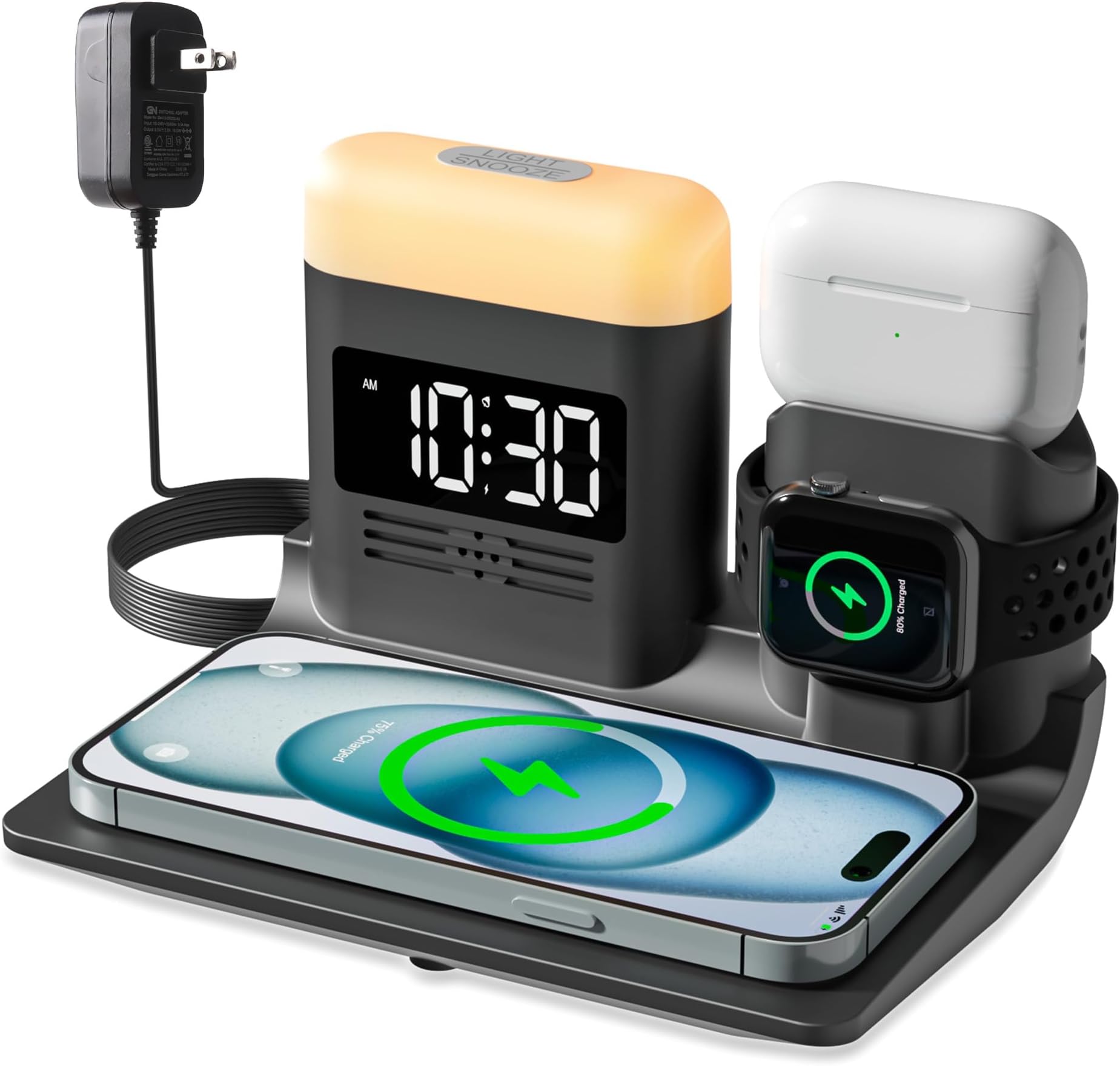 Amazon.com: MOSHOU 5 in 1 Wireless Charging Station with Night Light ...
