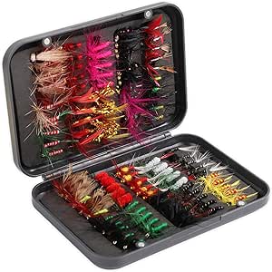 100pcs Fly Fishing Kit, Fly Fishing Assortment Kit with Storage Box Wet ...