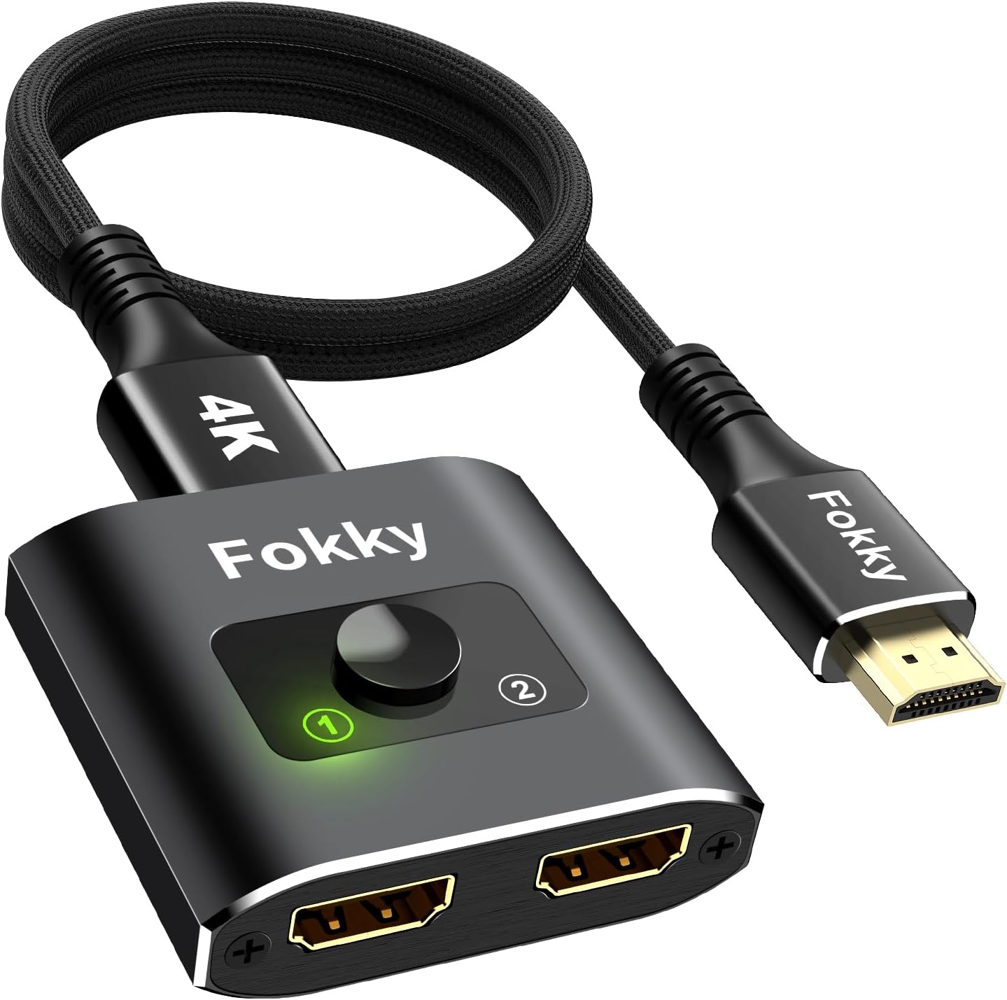 Switch HDMI 4K 60Hz avec Cable Fixe 1M, WARRKY Splitter HDMI 【Coquille en Aluminium, Nylon ...
