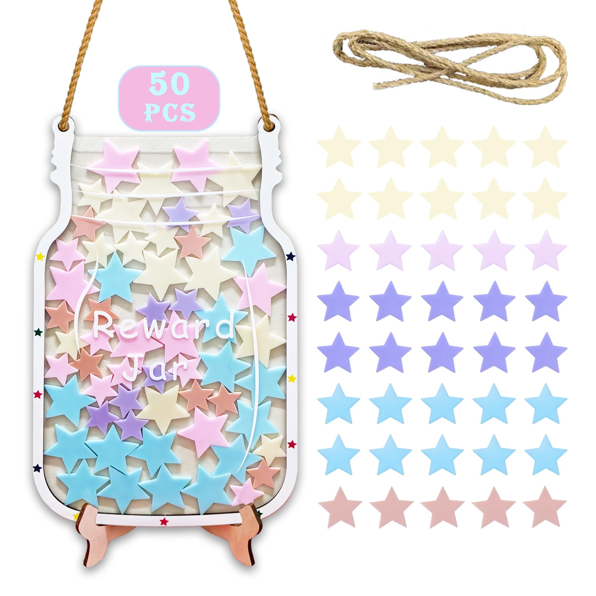 Buy Reward Jar for Toddlers, Reward Chart for Kids, Stars Reward Jar ...
