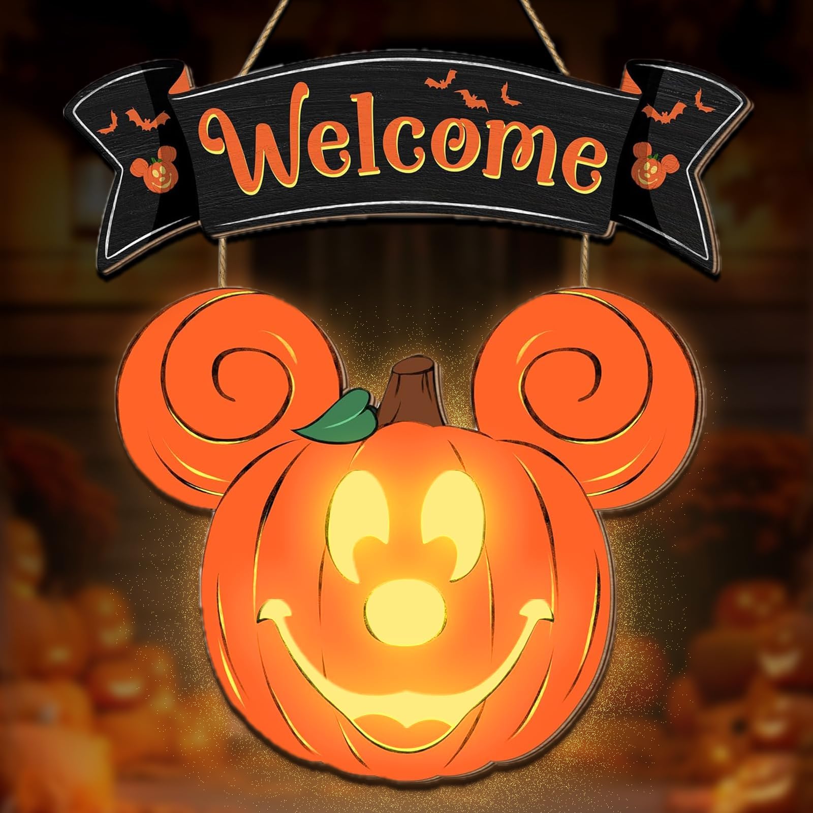 Amazon.com: Halloween Mouse Shaped Door Sign Decorations, Black Cat Bat ...