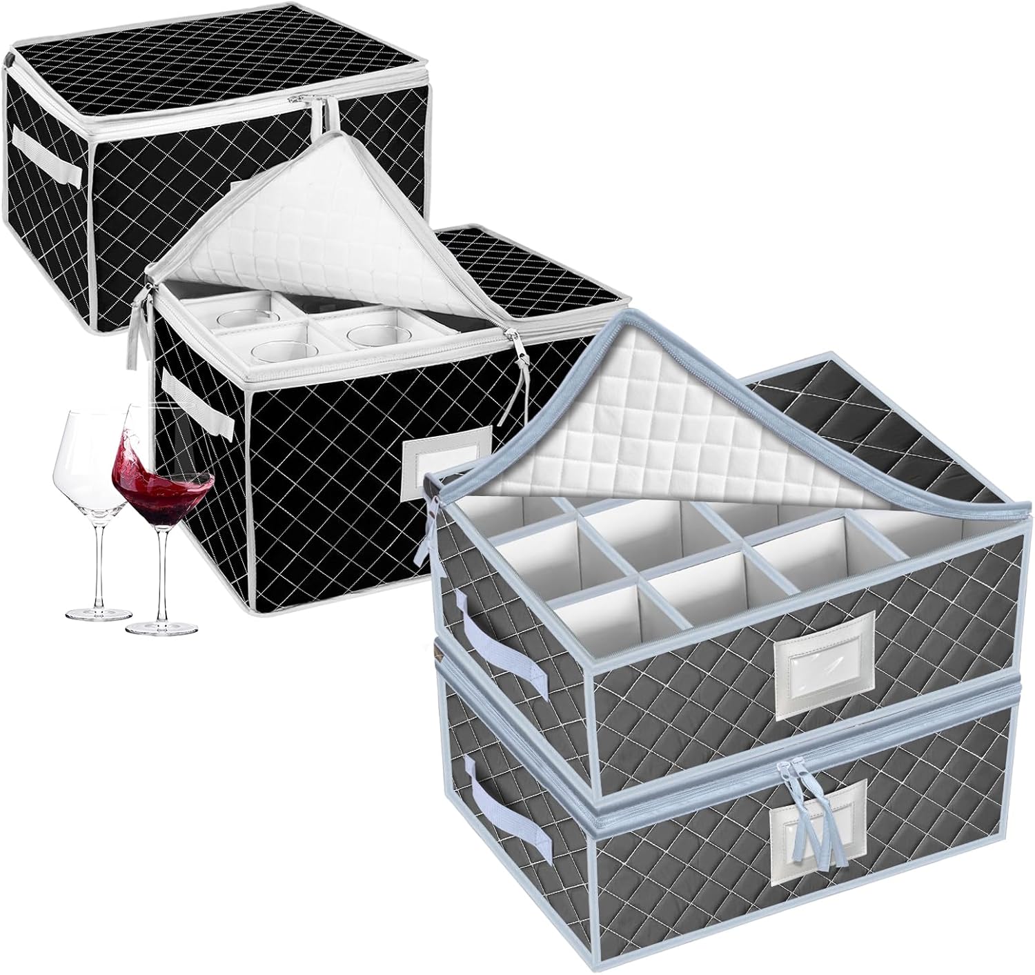 Amazon.com: VERONLY 2Pack Stemware Storage Cases for Wine Champagne ...