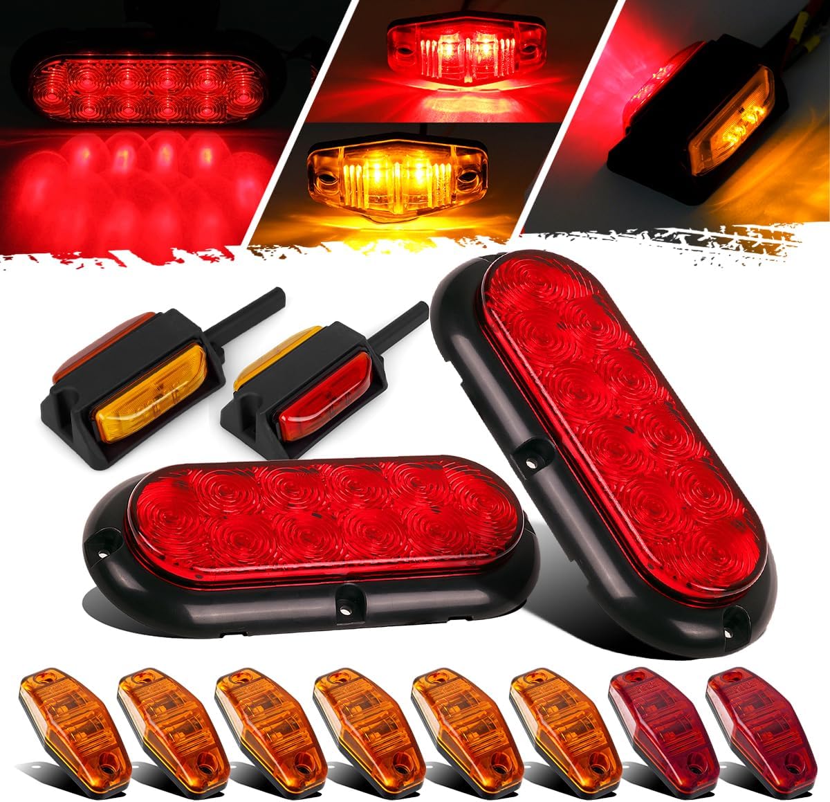 Amazon.com: Partsam 2Pcs Trailer Fender Marker Lights + 2Pcs 6 Inch ...