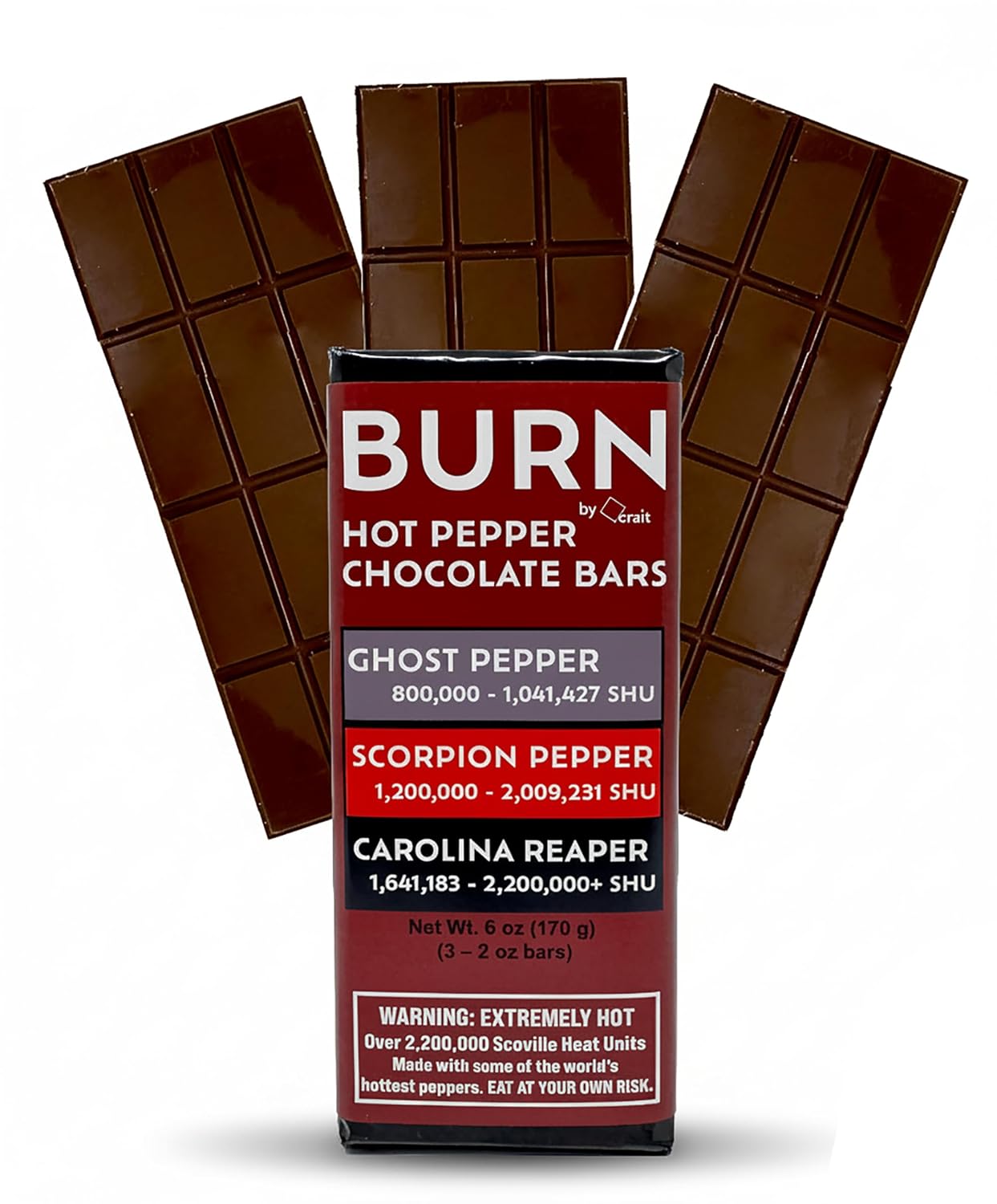Amazon.com : BURN Hot Pepper Chocolate Bars with Ghost Pepper, Scorpion ...