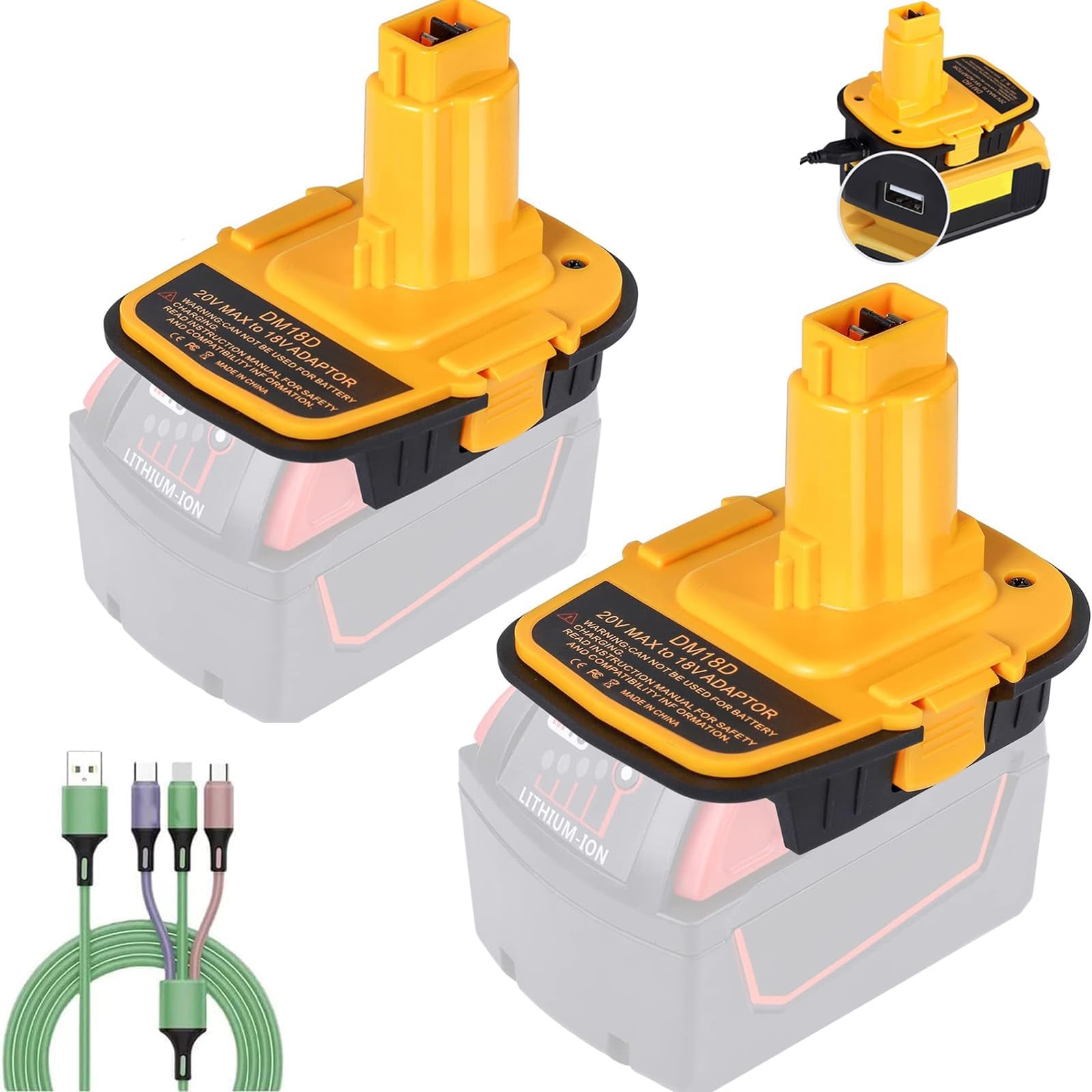 Amazon.com: awokee Battery Adapter DM18D with USB,Compatible with ...