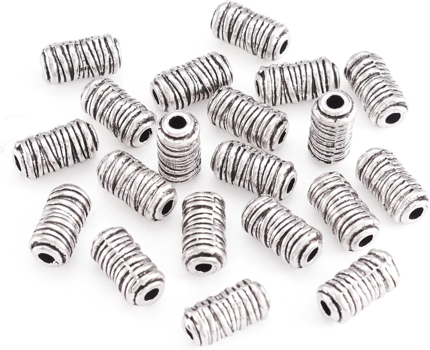 Amazon.com: Craftdady 20Pcs Antique Silver Column Spacer Beads 11x6mm ...