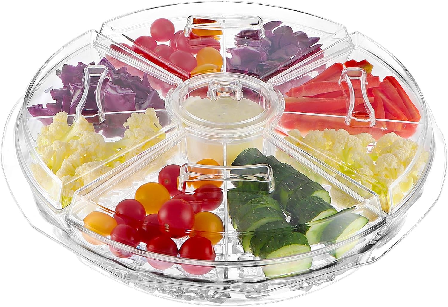 Amazon.com: MOLIGOU Chilled Serving Tray, 8 Compartment Veggie Tray ...