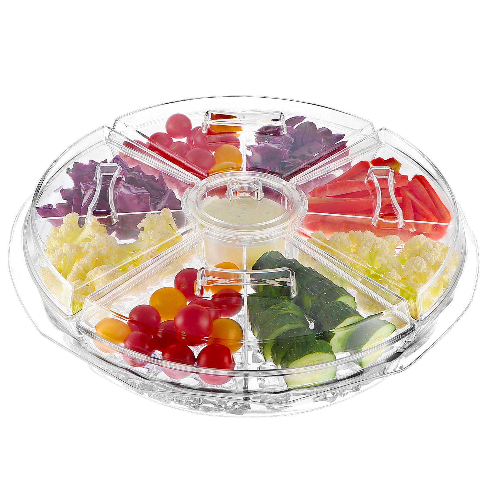 Amazon.com: MOLIGOU Chilled Serving Tray, 8 Compartment Veggie Tray ...