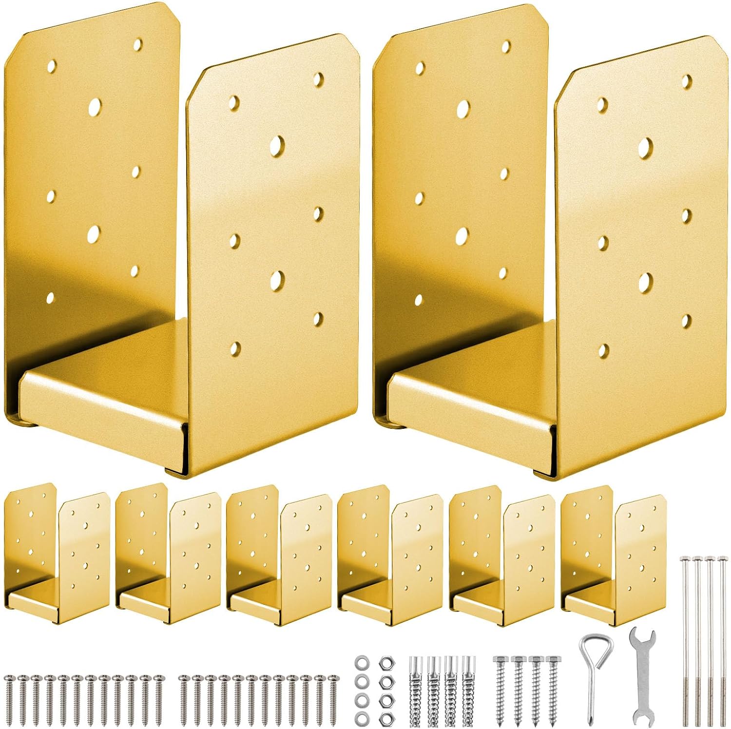 Amazon.com: 4"x 4" Post Base(Golden, 2PCS)Stainless Steel Post Anchor ...