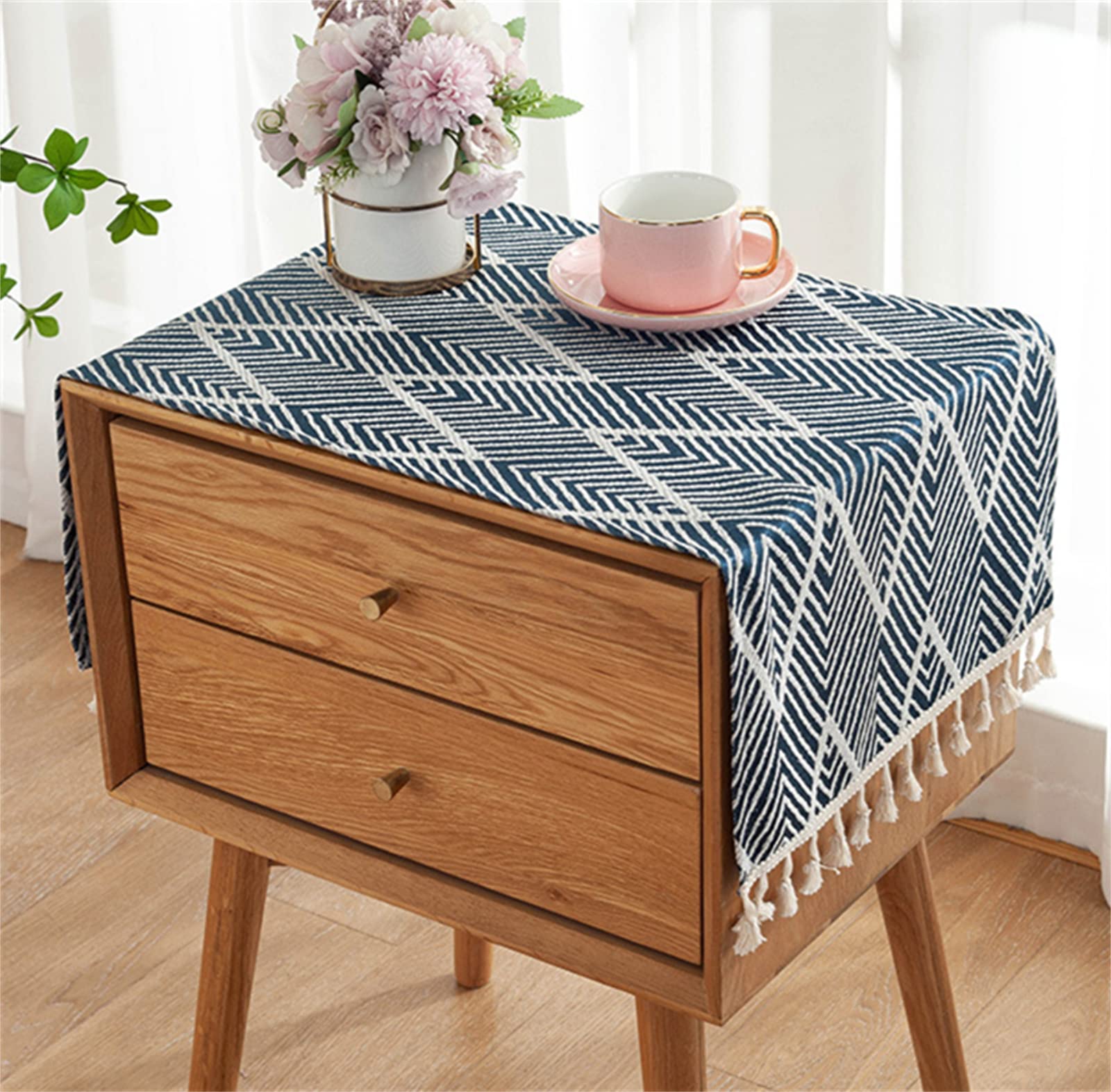Amazon.com: Utobanh Simple Bedside Table Tassel Cover Cloth, Tablecloth ...