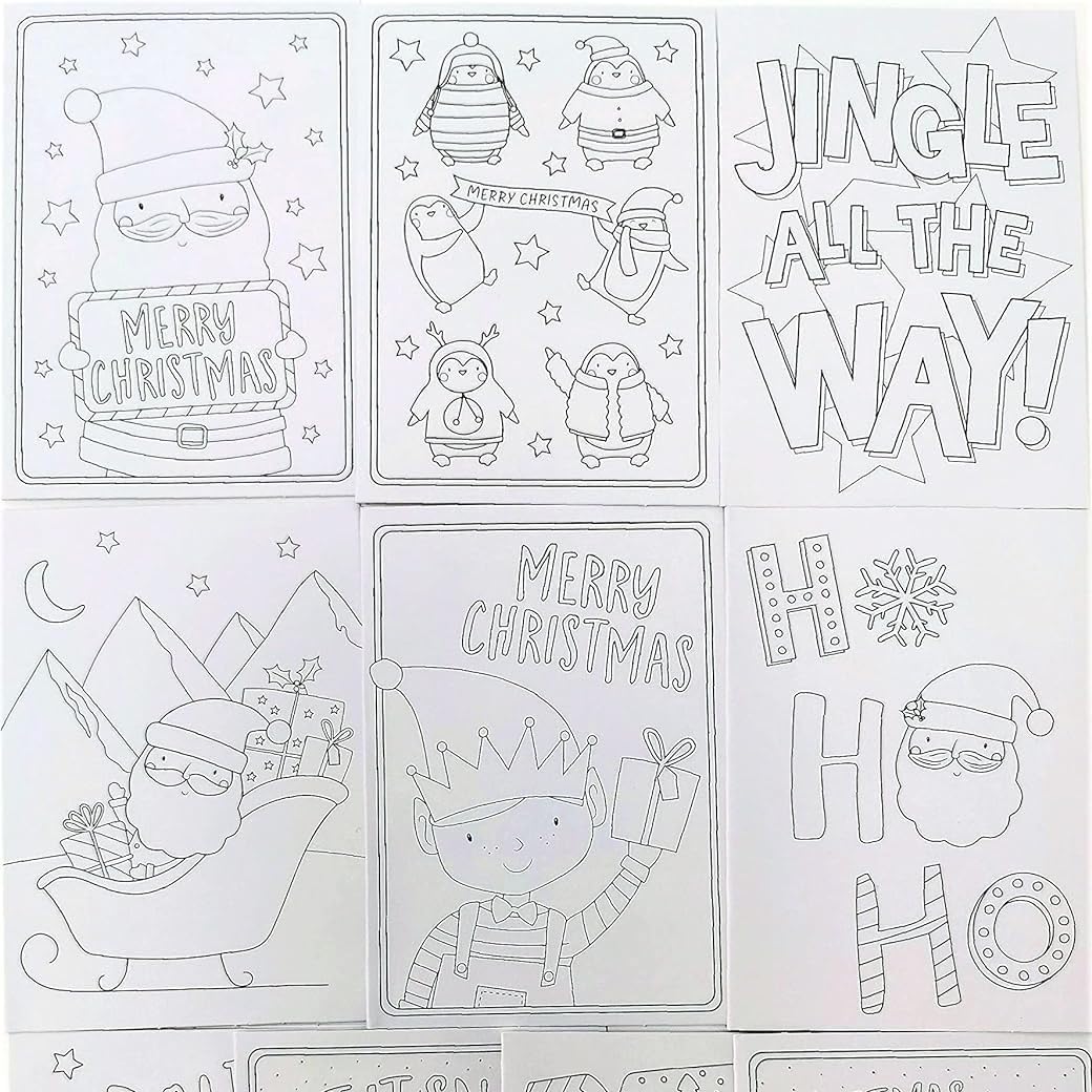 10 Colour Your Own Christmas Cards with Envelopes : Amazon.co.uk ...