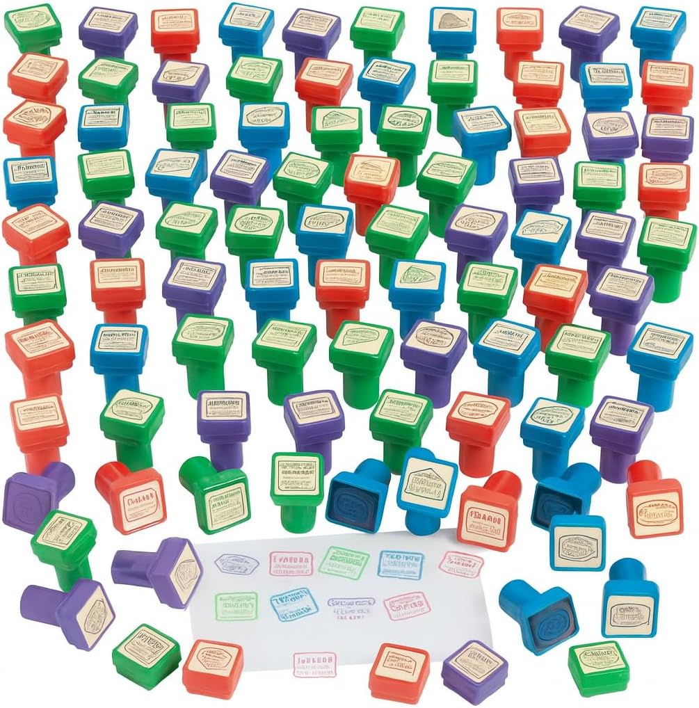 Amazon.com: 48pk Bulk Classroom Passport Stamps for Kids – Country ...