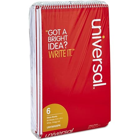 Amazon.com: Universal Steno Book, Gregg Rule, 6 x 9, White, 80 Sheets ...