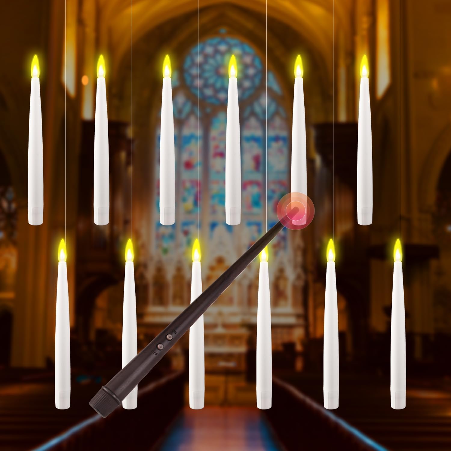 Amazon.com: Flameless Candles with Magic Wand, Halloween Funny LED ...