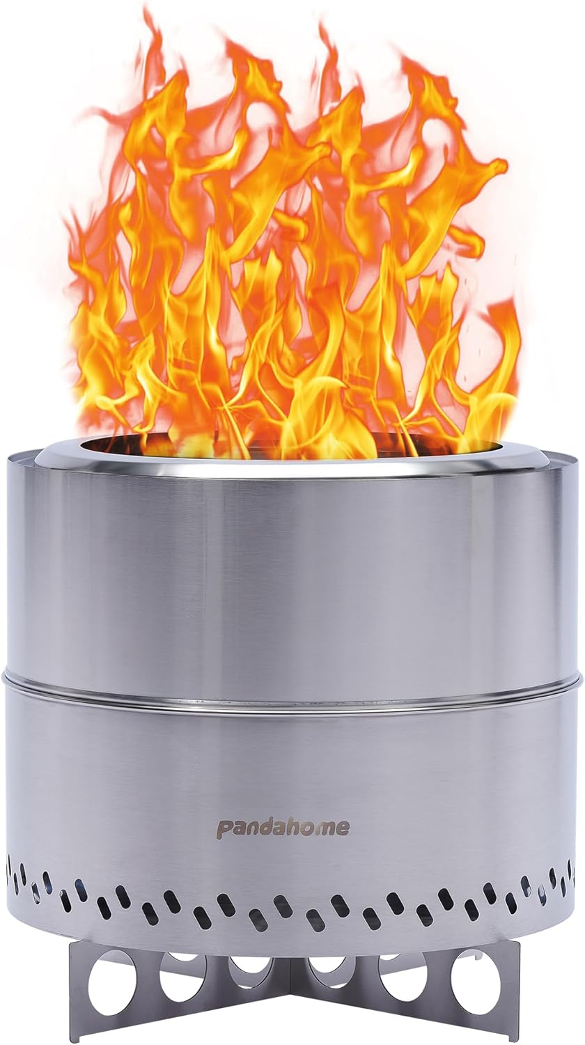 PANDAHOME Smokeless Fire Pit with Removable Ash Pan| Portable Wood ...