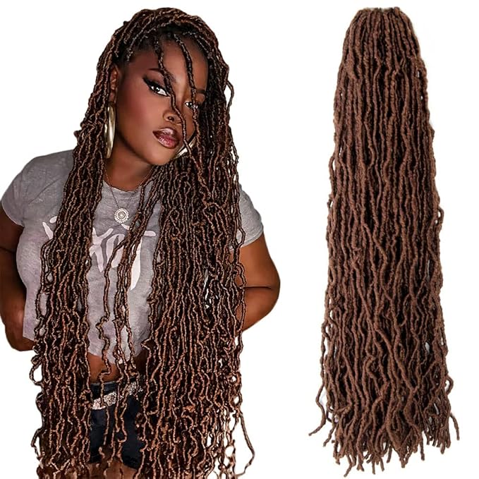 Amazon.com: 30 Inch New Faux Locs Crochet Hair 6 Packs Long Straight ...
