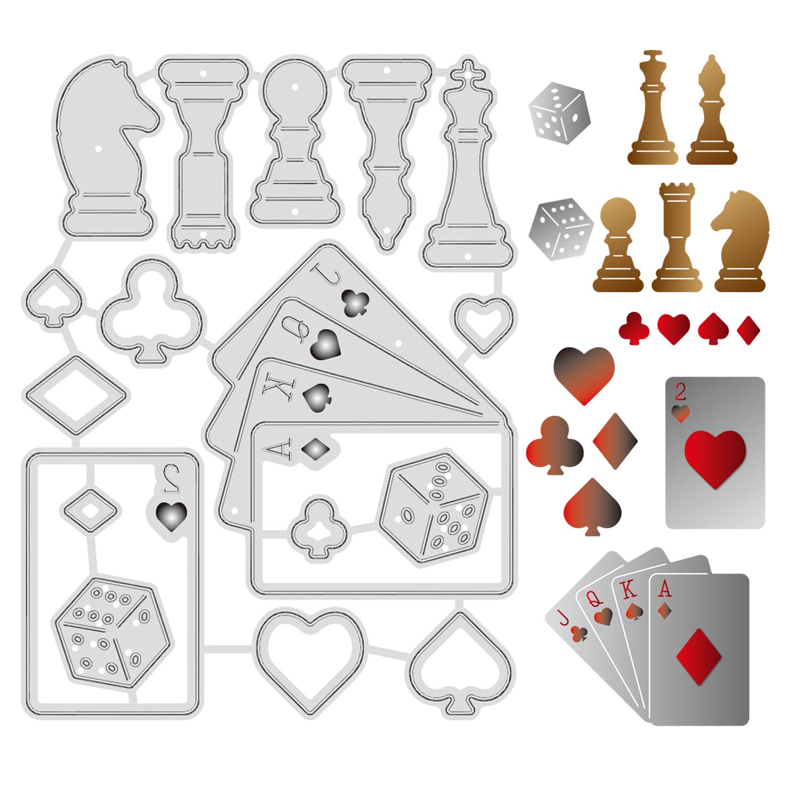 Amazon.com: GLOBLELAND Poker Chess and Dice Metal Cutting Dies Die Cuts ...